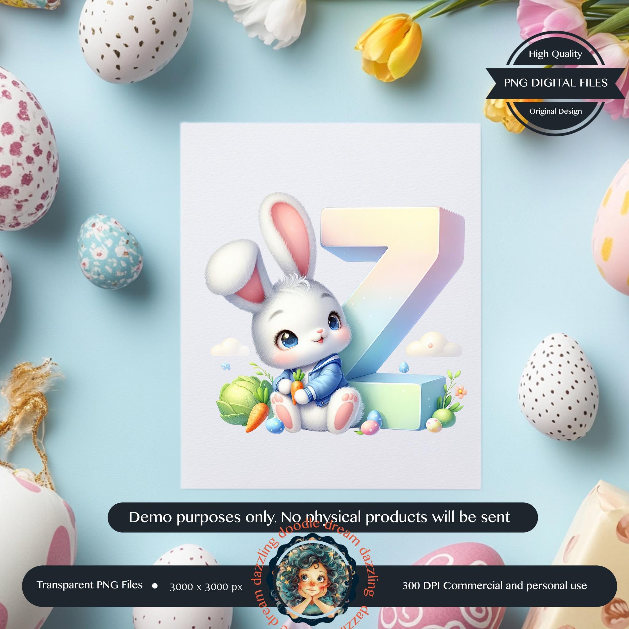 Easter Bunny Alphabet PNG: Kids Font, Numbers, Clipart (digital ...