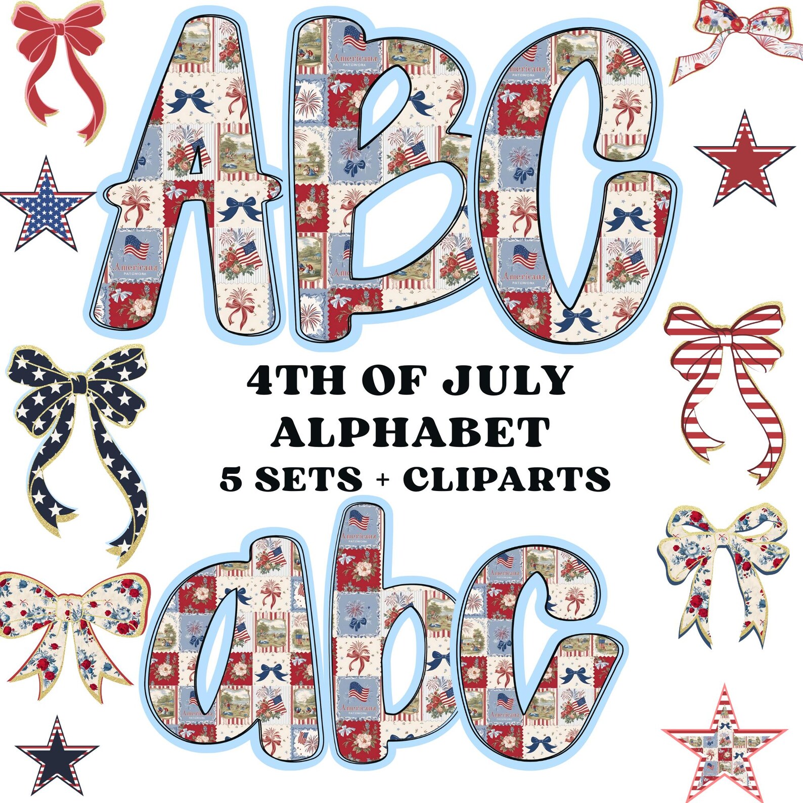 4th of July Alphabet PNG: Patriotic Doodle Letters (digital Download ...