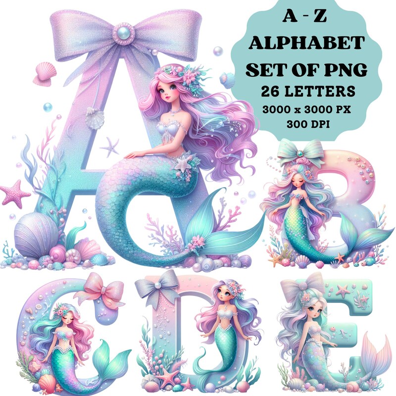 Mermaid Letters - Etsy