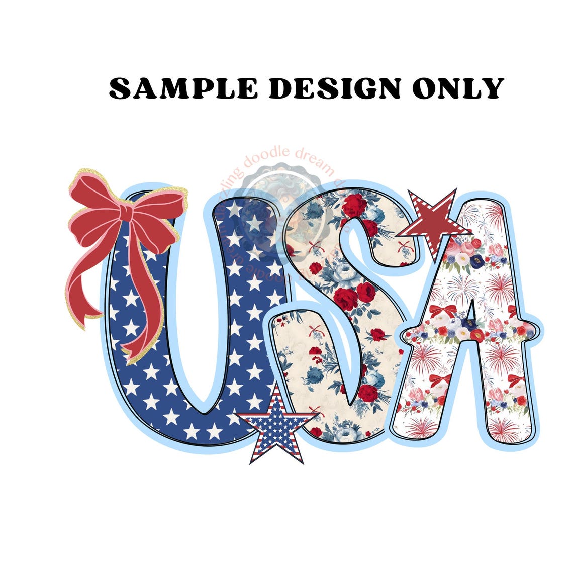 4th of July Alphabet PNG: Patriotic Doodle Letters (digital Download ...