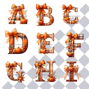Fall Letters, Fall Alphabet PNG, Plaid Letters, Autumn Alphabet, Fall Doodles, Letters PNG ...
