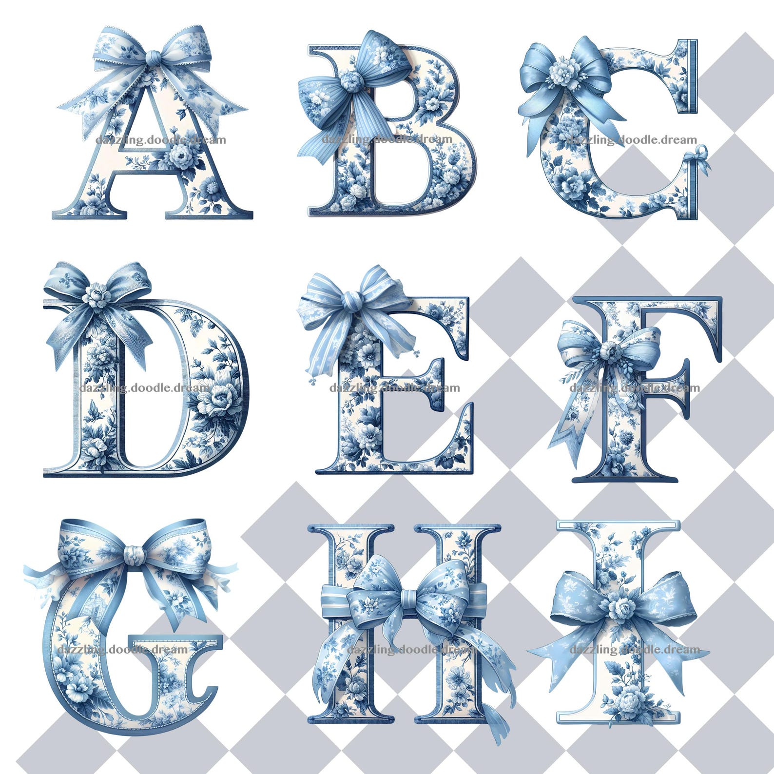 Chinoiserie Letters, Chinoiserie Png, Blue Toile Letters, Coastal ...