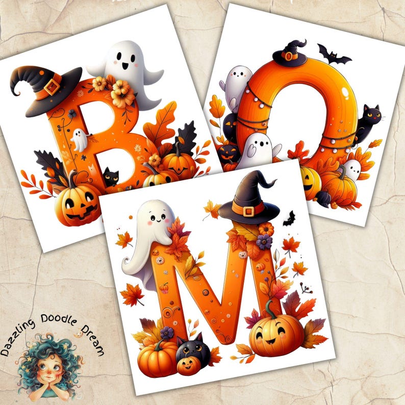 Halloween Alphabet, Halloween Decor, Cute Ghost, Halloween Letters ...