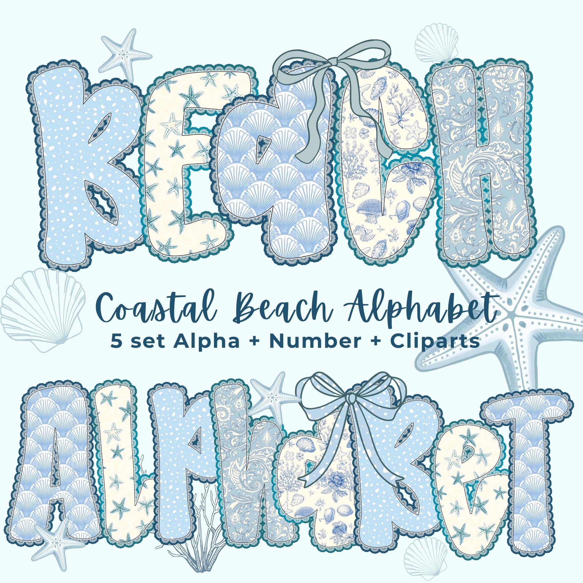 Coastal Beach Alphabet PNG Bundle, Summer Vacation Letters, Coastal ...