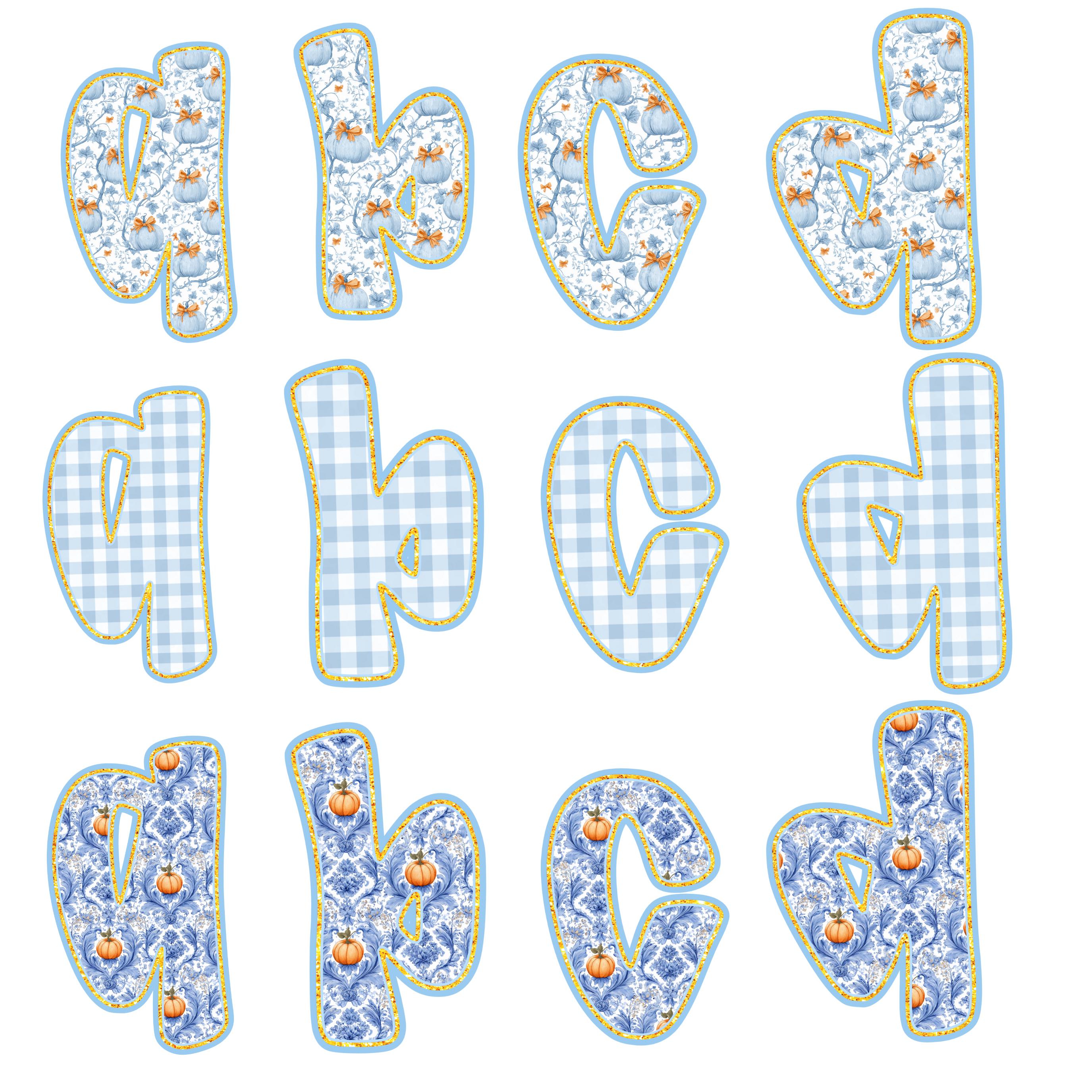 Blue Toile Fall Alphabet PNG, Preppy Grandmillennial Letters ...