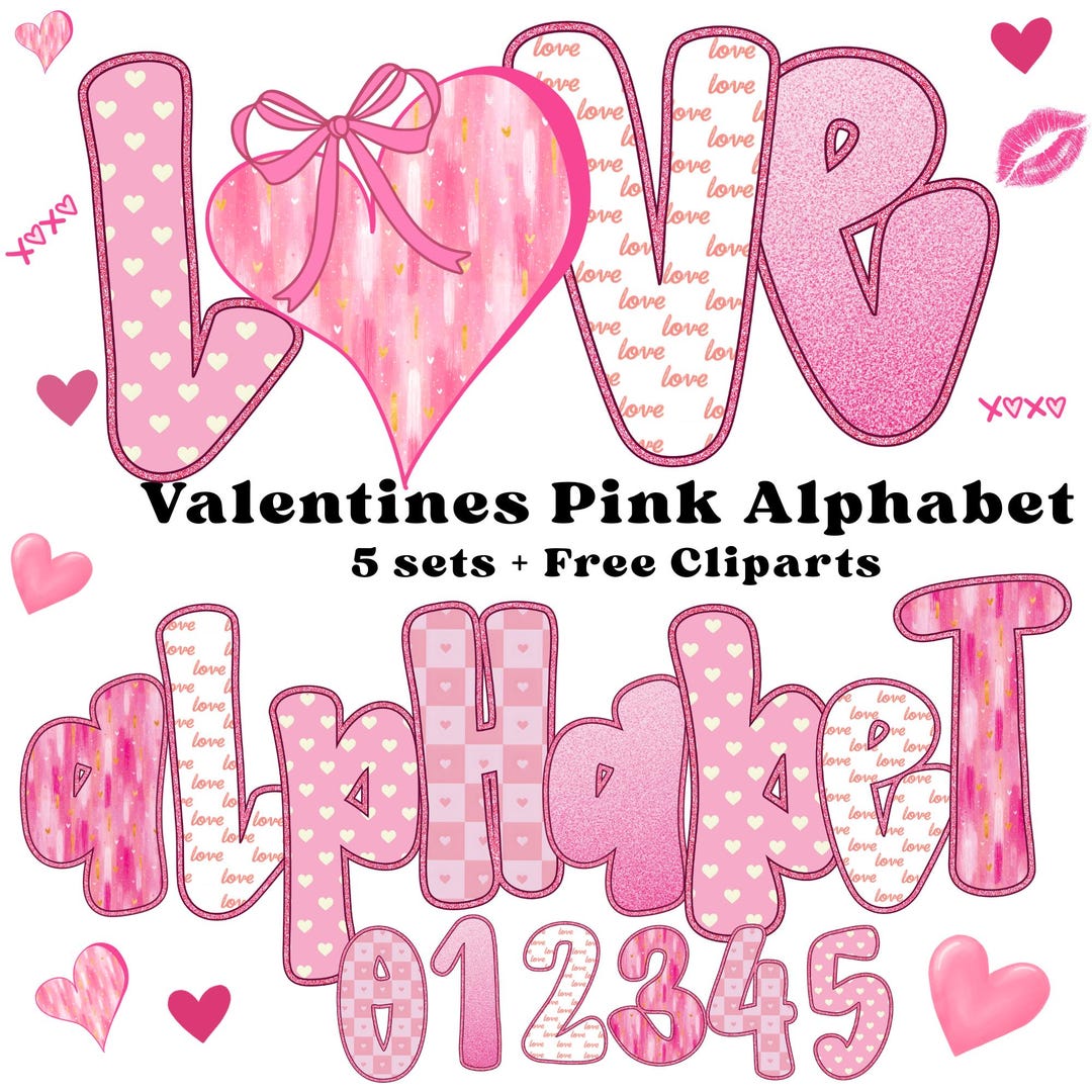 Valentine Alphabet Pink Letter PNG, Love Letter Alphabet Clipart, Cute ...