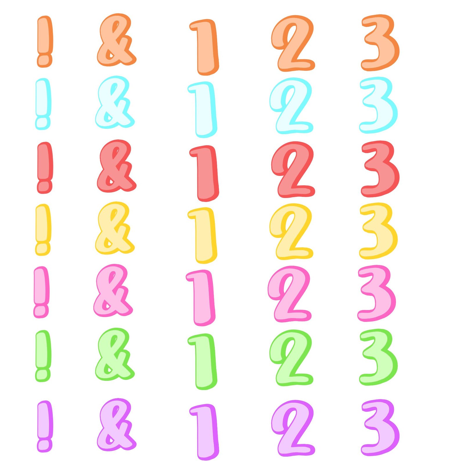 Preppy Doodle Alphabet PNG Bundle: Colorful Hand-drawn Font (digital ...