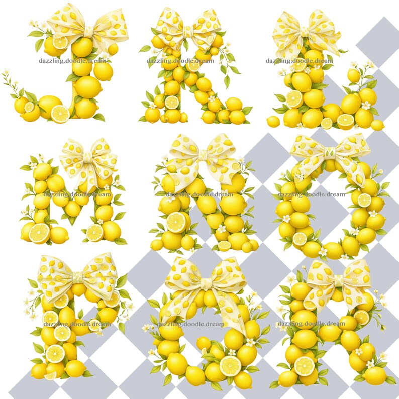 Lemon Alphabet Clipart: Summer Coquette PNG (digital Download) - Etsy