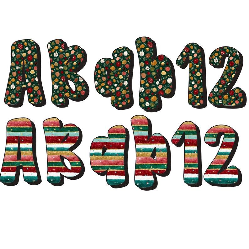 Retro Groovy Christmas Alphabet PNG Bundle: 70s Xmas Font (digital ...