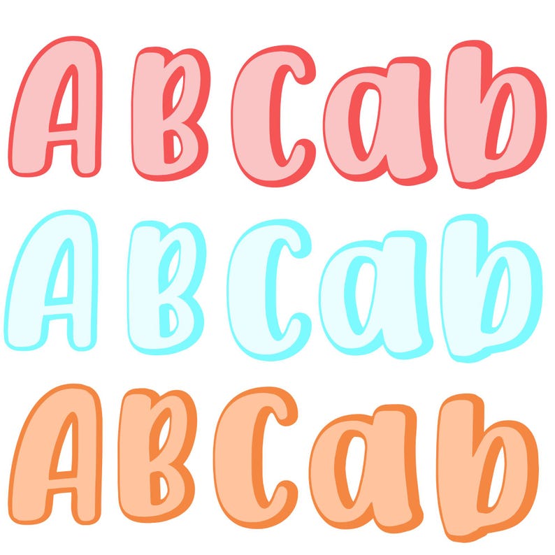 Preppy Doodle Alphabet PNG Bundle: Colorful Hand-drawn Font (digital ...