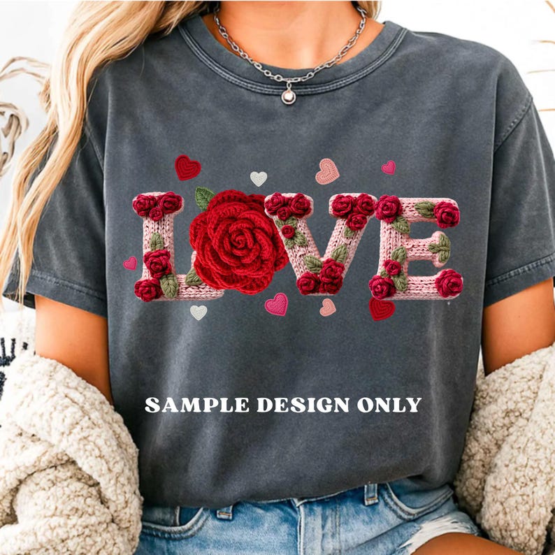 Rose Crochet Yarn Alphabet PNG Set, Floral Knit Letters (digital ...