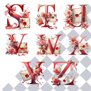 Valentines Floral Alphabet Clipart: Romantic Love Letters (PNG) - Etsy