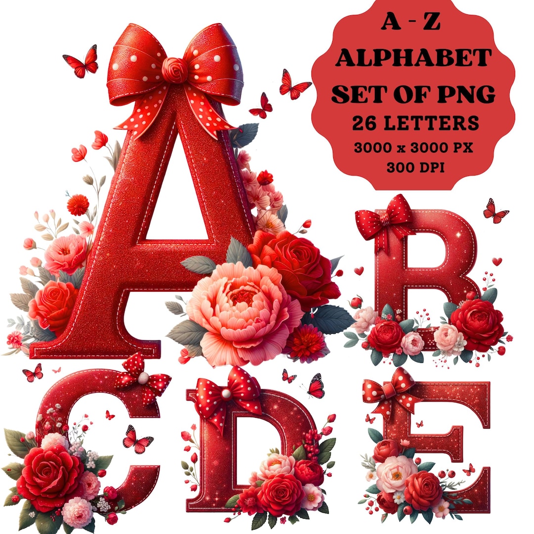 Rose Letters, Rose Alphabet, Floral Alphabet Png,floral Monogram,floral ...