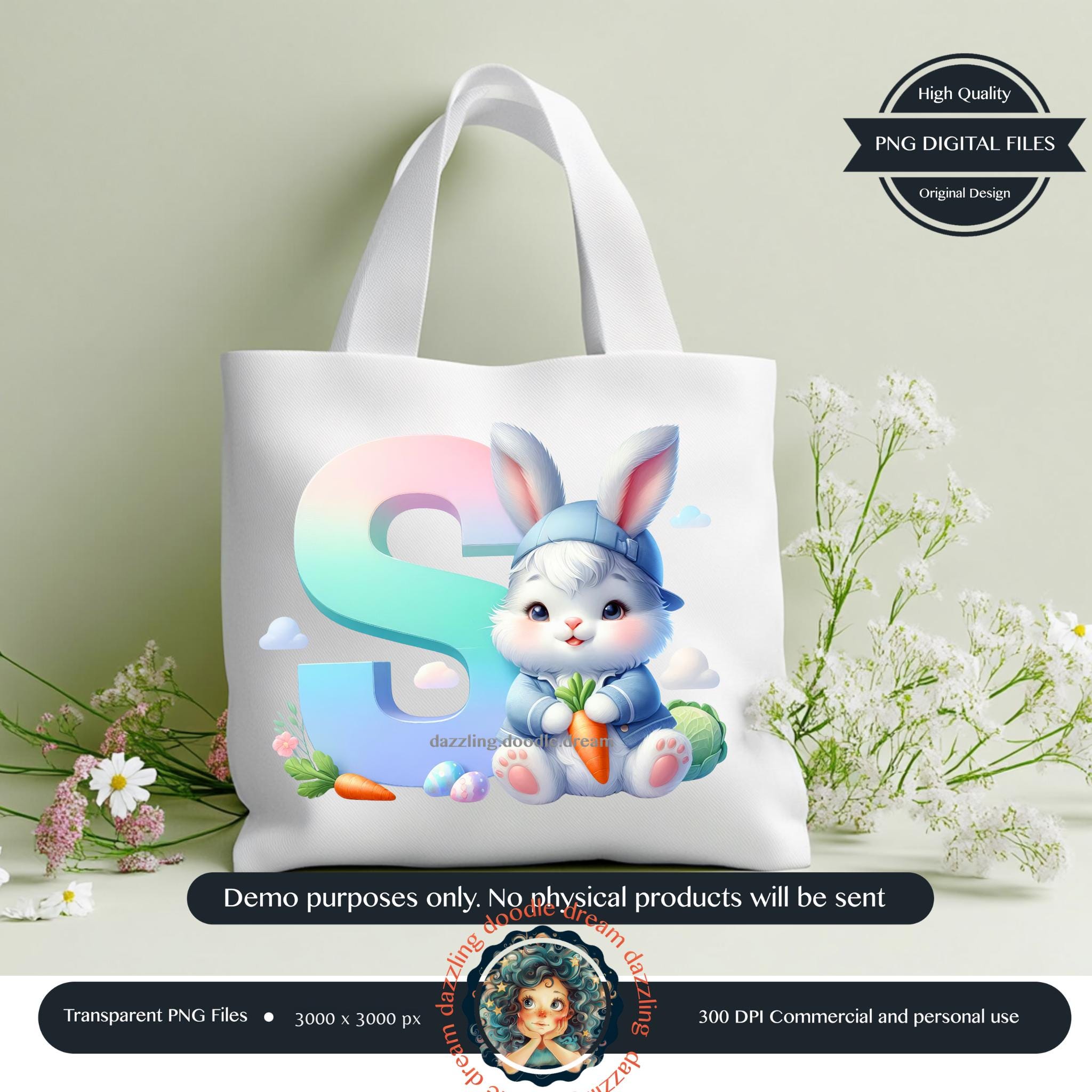 Easter Bunny Alphabet PNG: Kids Font, Numbers, Clipart (digital ...