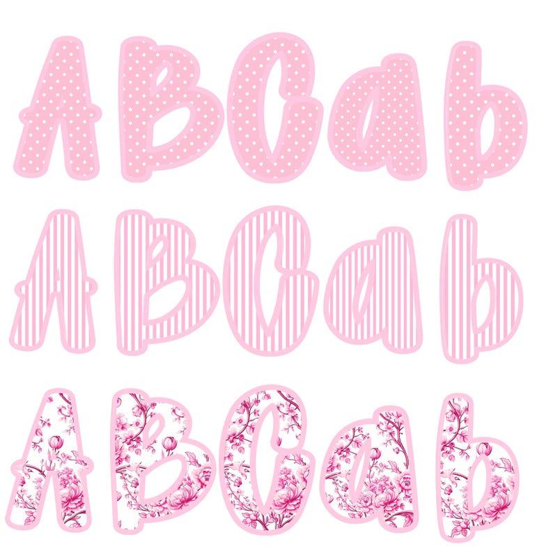 Floral Letters, Pink Chinoiserie, Grandmillenial Png, Doodle Alphabet ...