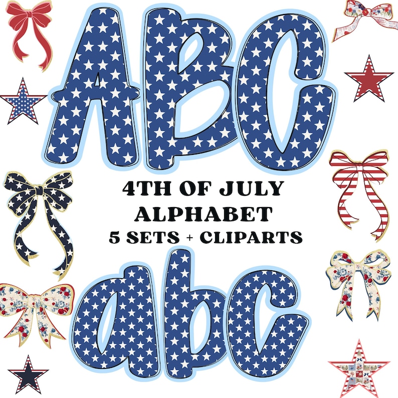 4th of July Alphabet PNG: Patriotic Doodle Letters (digital Download ...