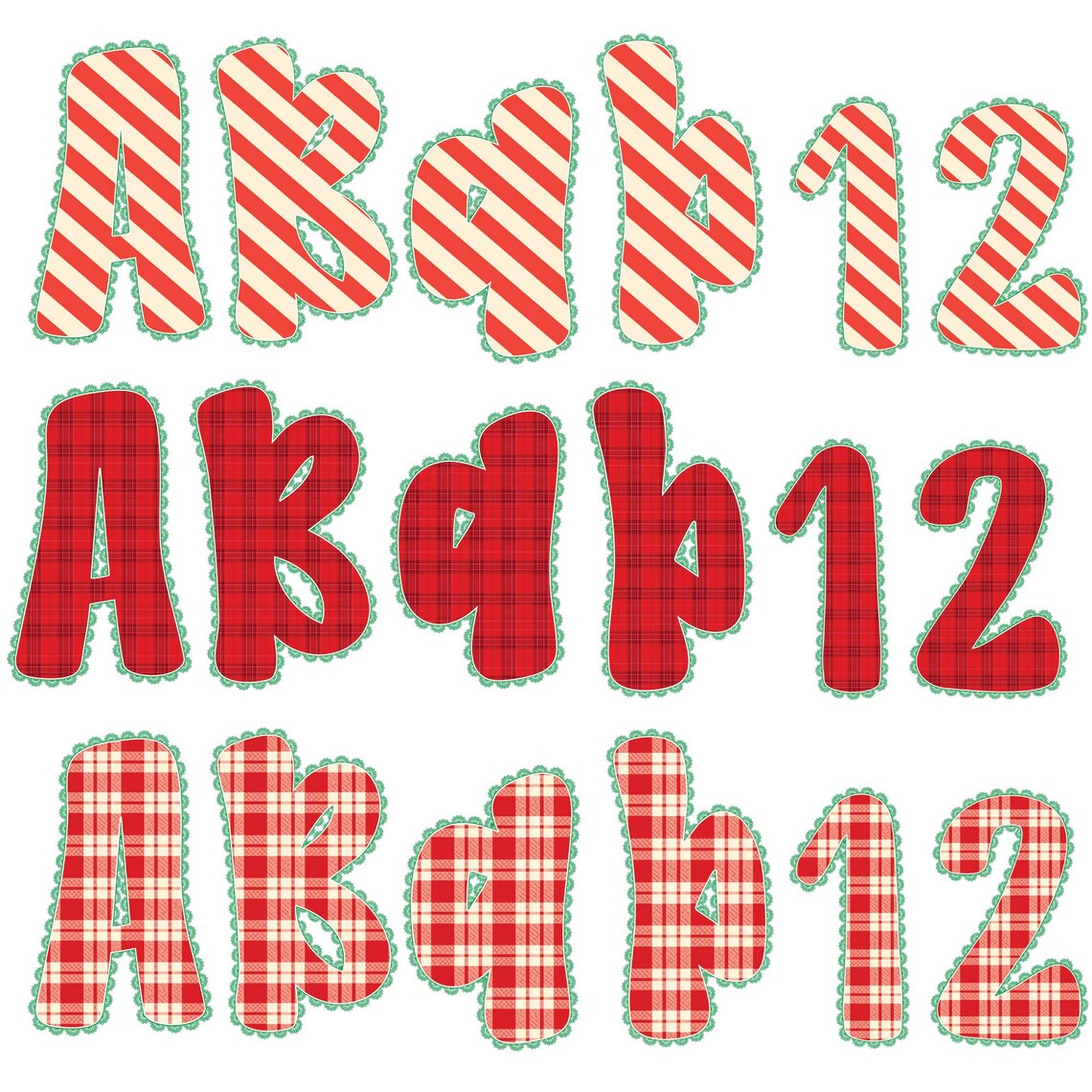 Coquette Christmas Alphabet Lace PNG Font Set – Red, Green Holiday ...