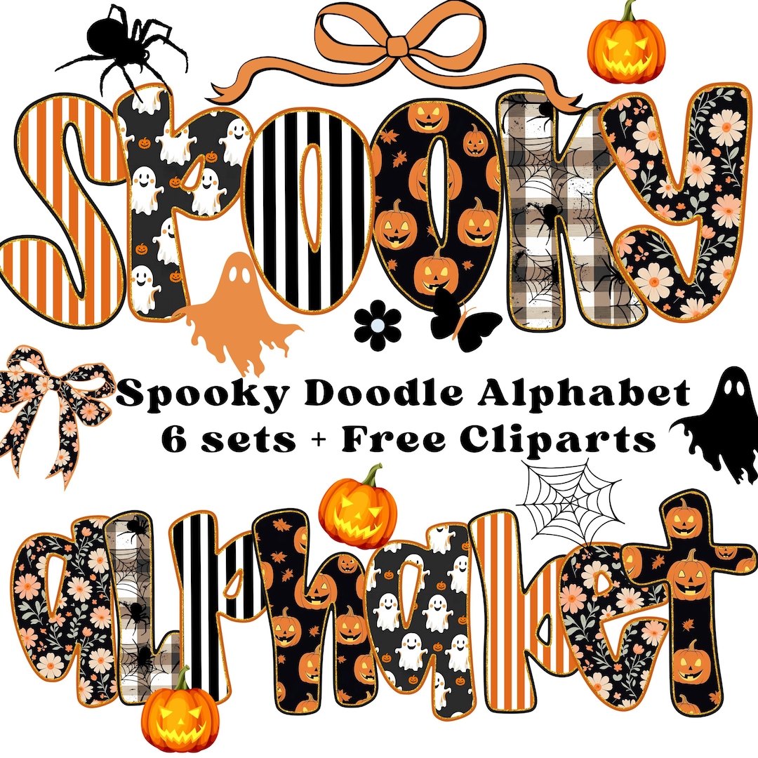 Spooky Letters, Halloween Letters, Bat Ghost Pumpkin, Preppy Letters ...