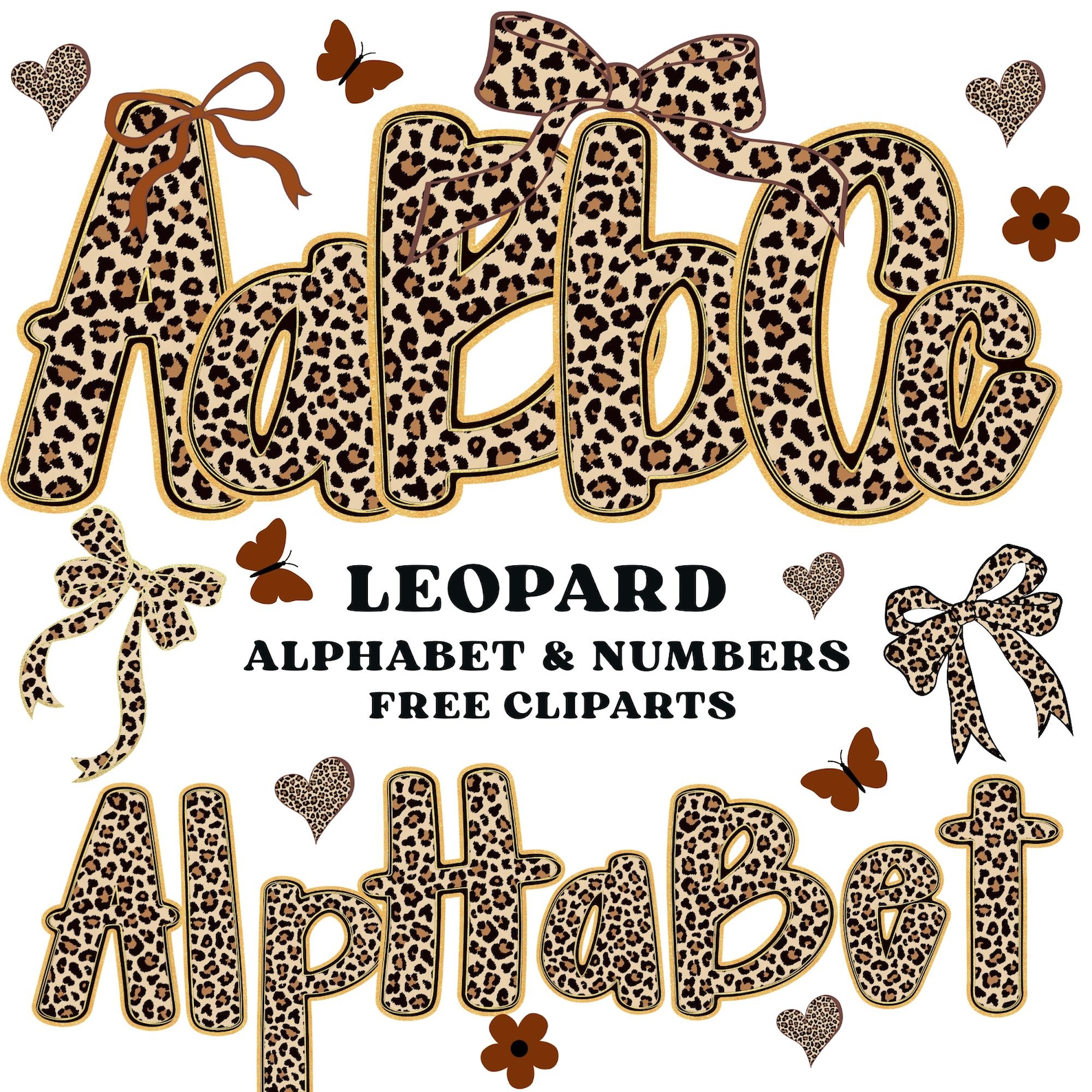 Leopard Doodle Letters Alphabet PNG Bundle, Leopard Print Letters ...