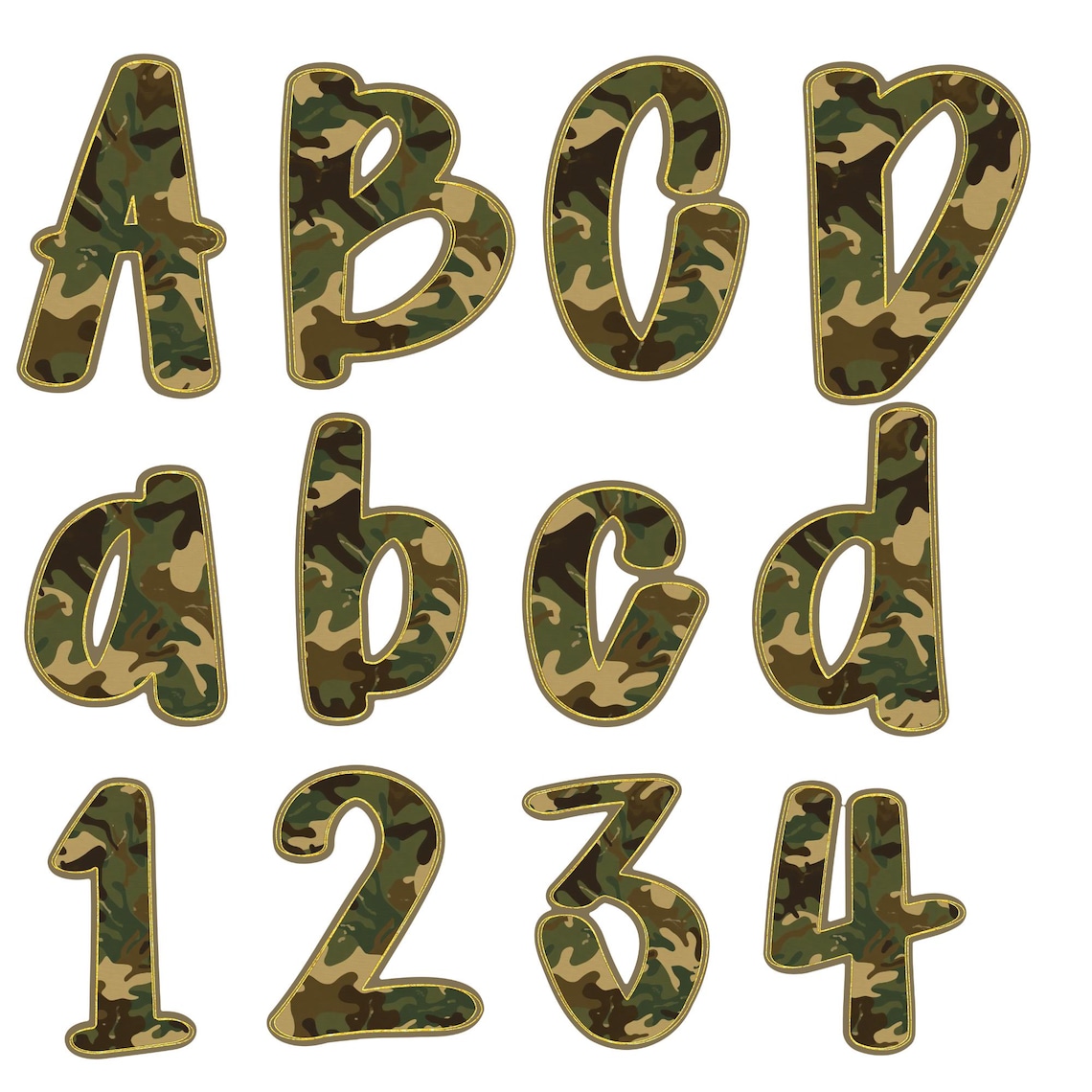 Camo Alphabet PNG Letters and Numbers, Hunting Camouflage Font Clipart ...