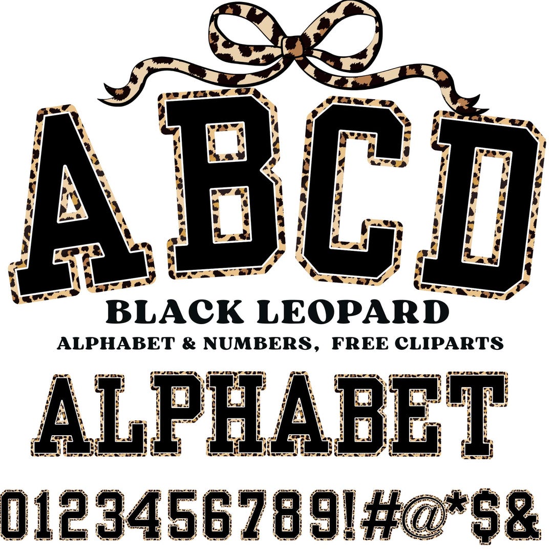 Leopard Doodle Letters Alphabet PNG Bundle, Leopard Print Letters ...