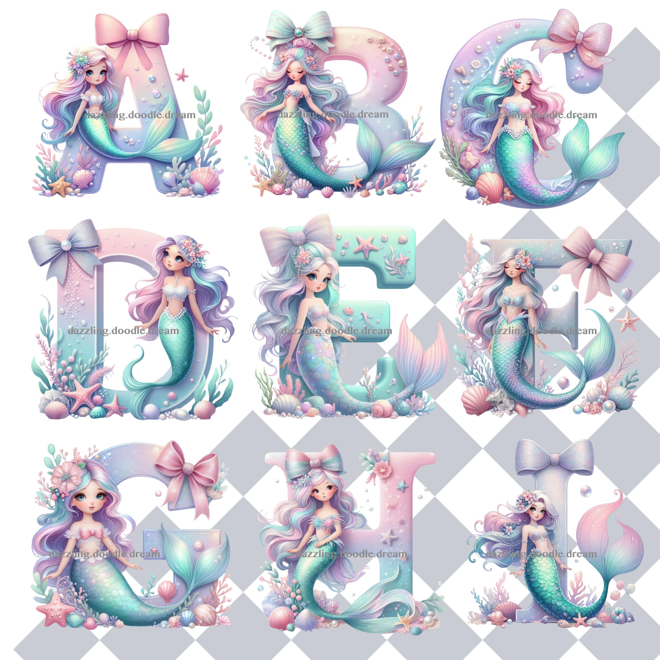 Mermaid Letters, Mermaid Alphabet, Mermaid Png, Mermaid Clipart ...