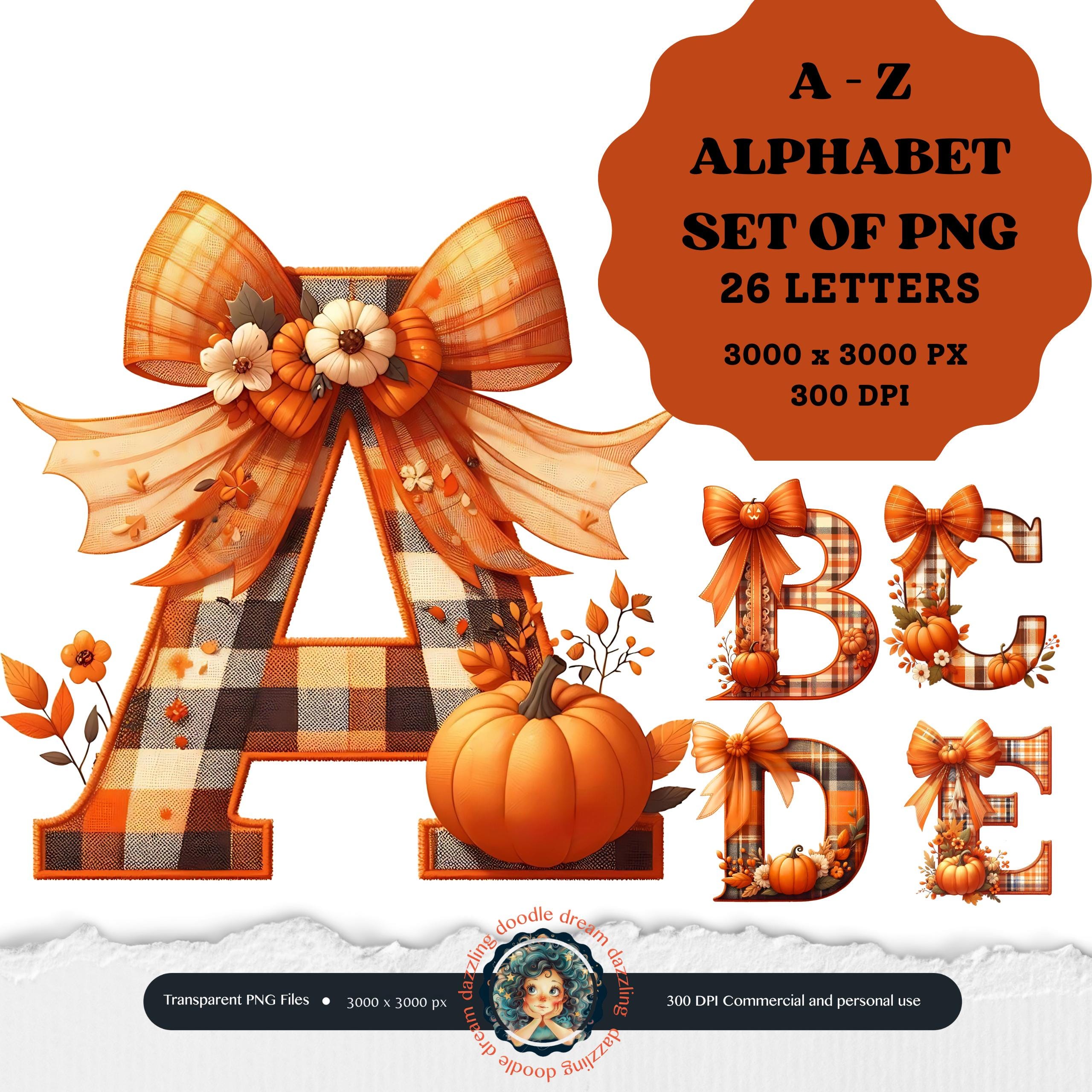 Fall Letters, Fall Alphabet PNG, Plaid Letters, Autumn Alphabet, Fall ...