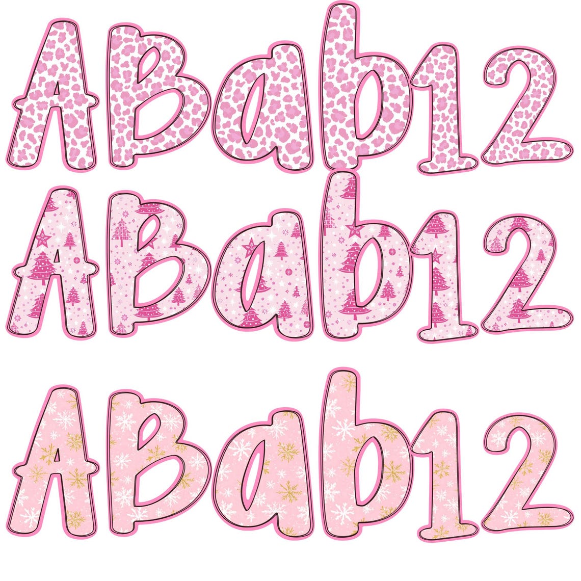 Pink Christmas Alphabet Bundle, Christmas Letters, Pink Christmas Png ...