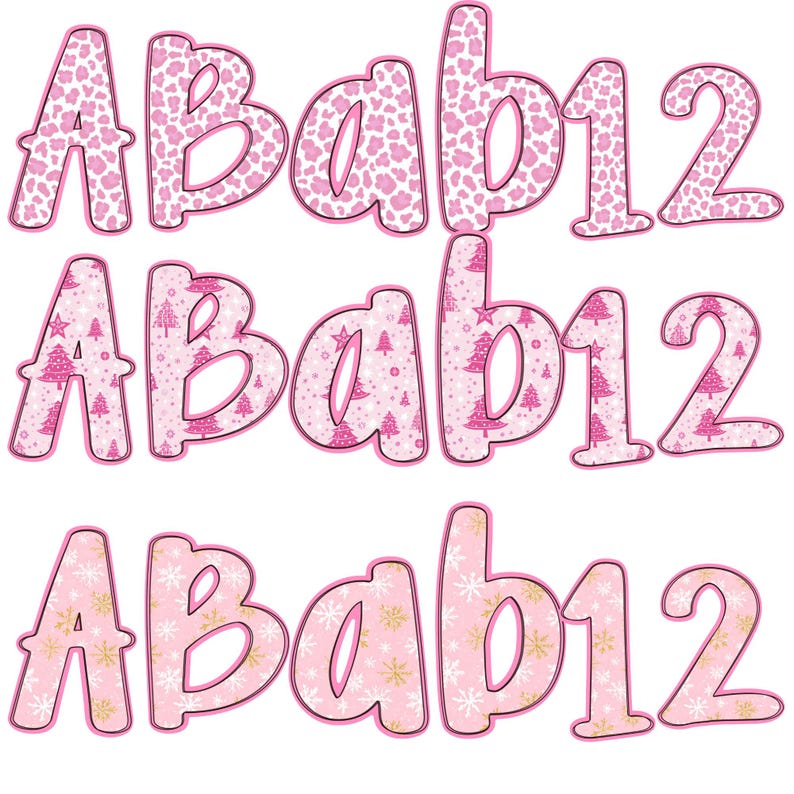 Pink Christmas Alphabet Bundle, Christmas Letters, Pink Christmas Png ...