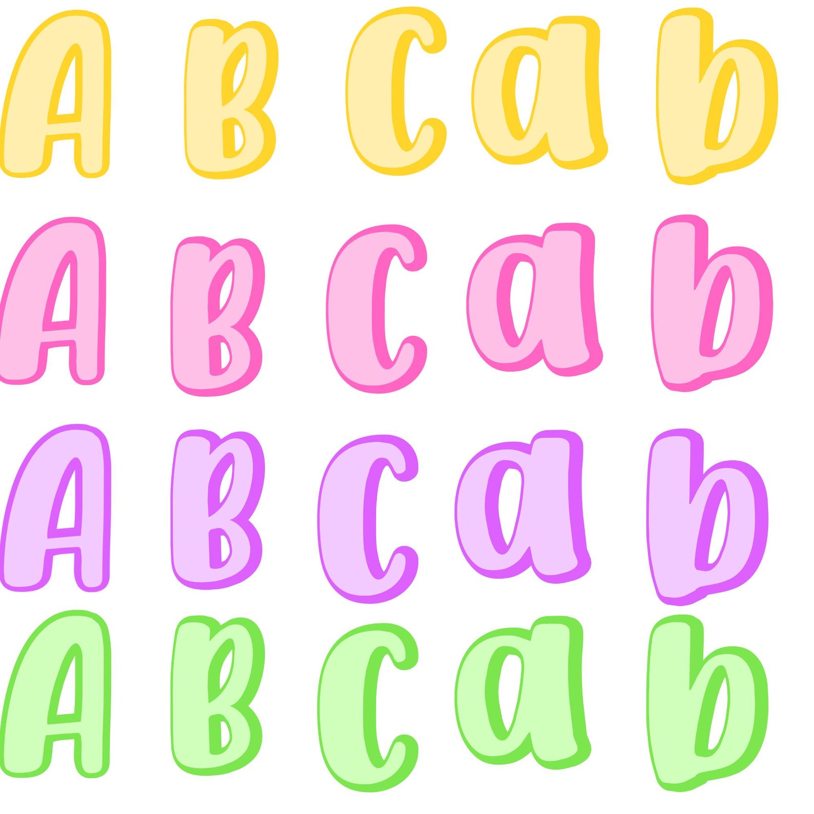 Preppy Doodle Alphabet PNG Bundle: Colorful Hand-drawn Font (digital ...