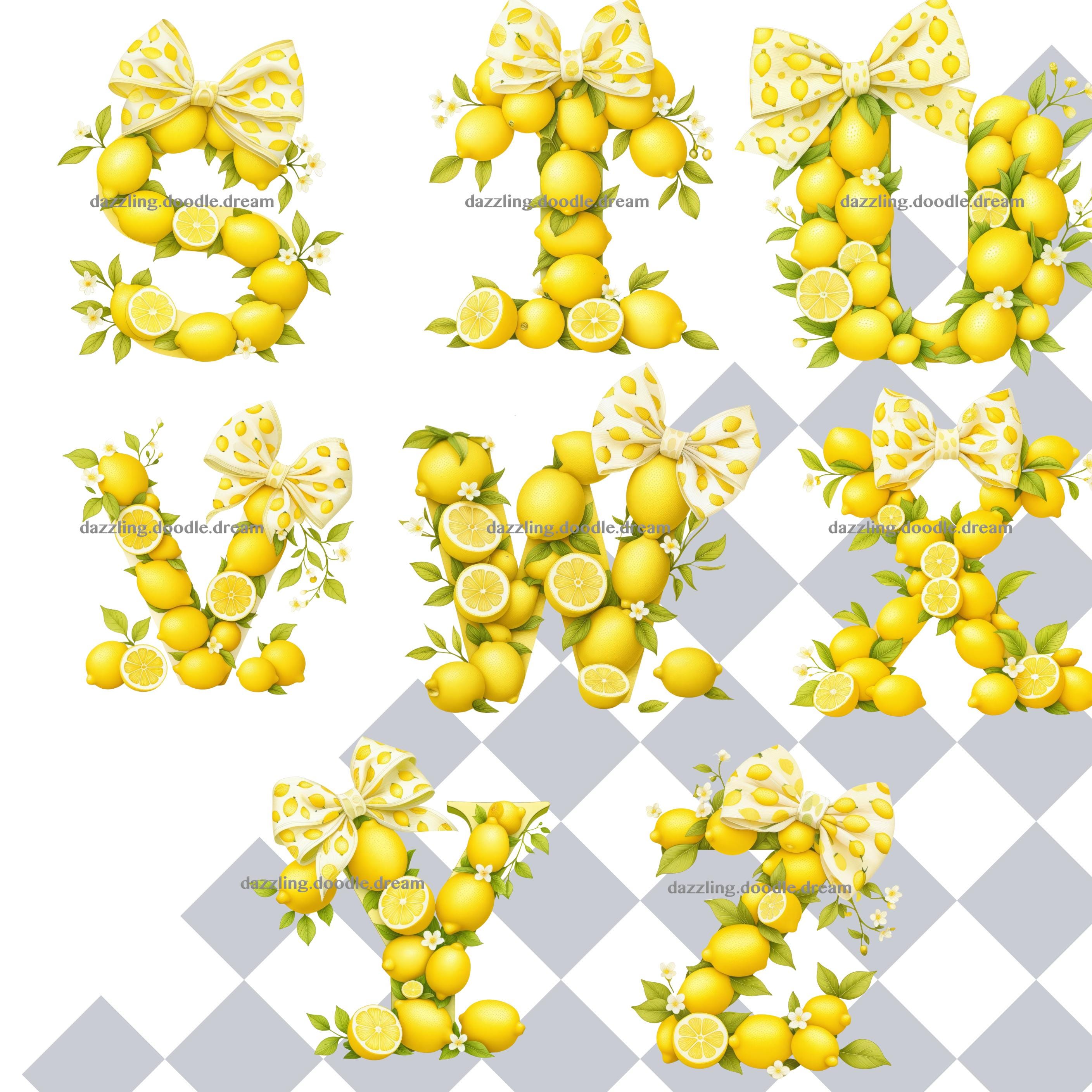 Lemon Alphabet Clipart: Summer Coquette PNG (digital Download) - Etsy
