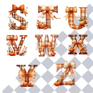 Fall Letters, Fall Alphabet PNG, Plaid Letters, Autumn Alphabet, Fall Doodles, Letters PNG ...