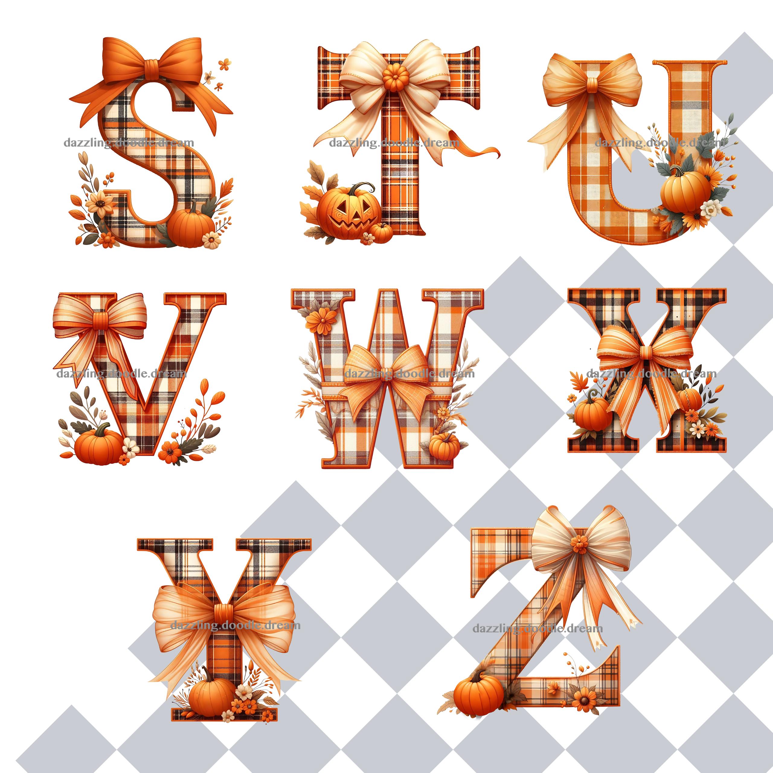 Fall Letters, Fall Alphabet PNG, Plaid Letters, Autumn Alphabet, Fall ...