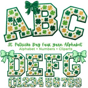 St. Patrick’s Day Lucky PNG Alphabet, Faux Yarn & Faux Embroidery ...