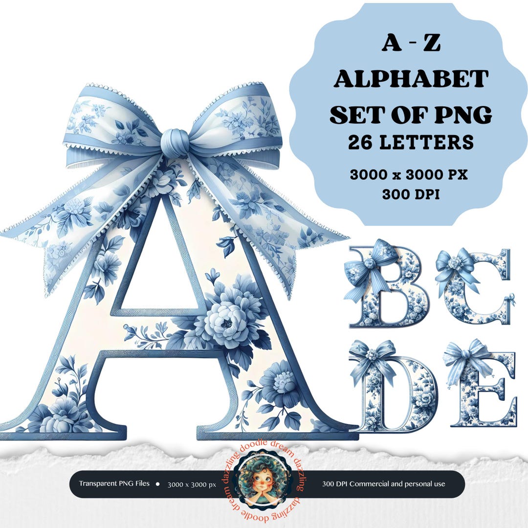 Chinoiserie Letters, Chinoiserie Png, Blue Toile Letters, Coastal ...