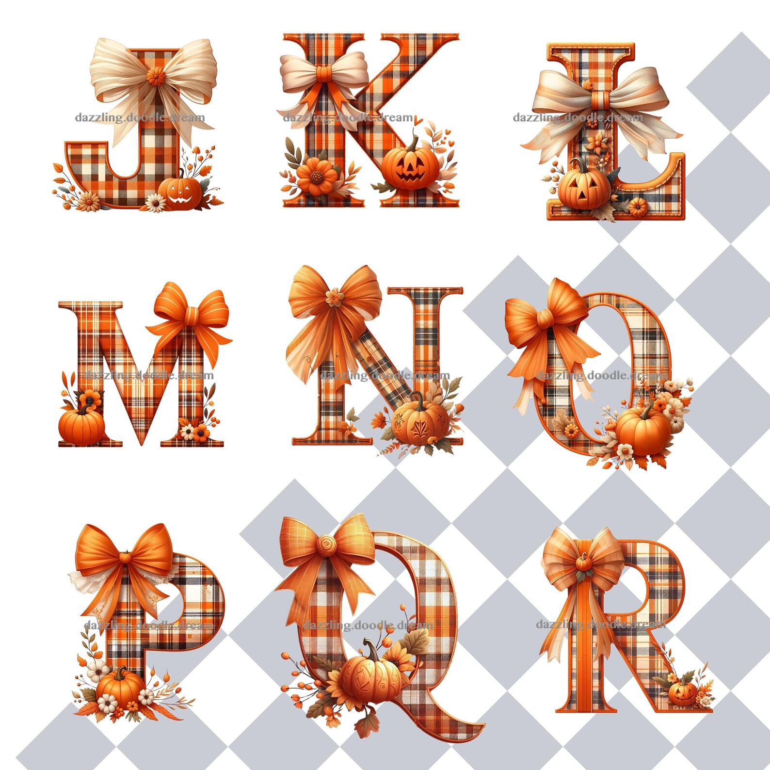 Fall Letters, Fall Alphabet PNG, Plaid Letters, Autumn Alphabet, Fall ...