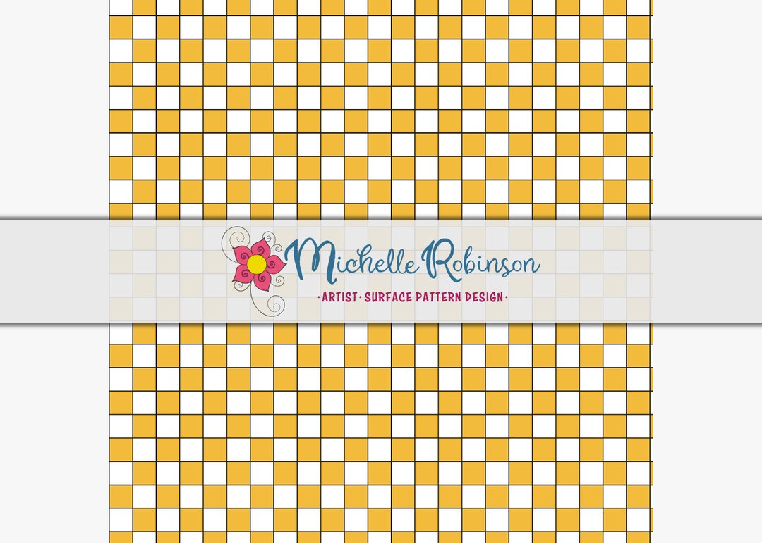 Chequered Yellow Retro Seamless Pattern Repeating Pattern Digital Paper ...