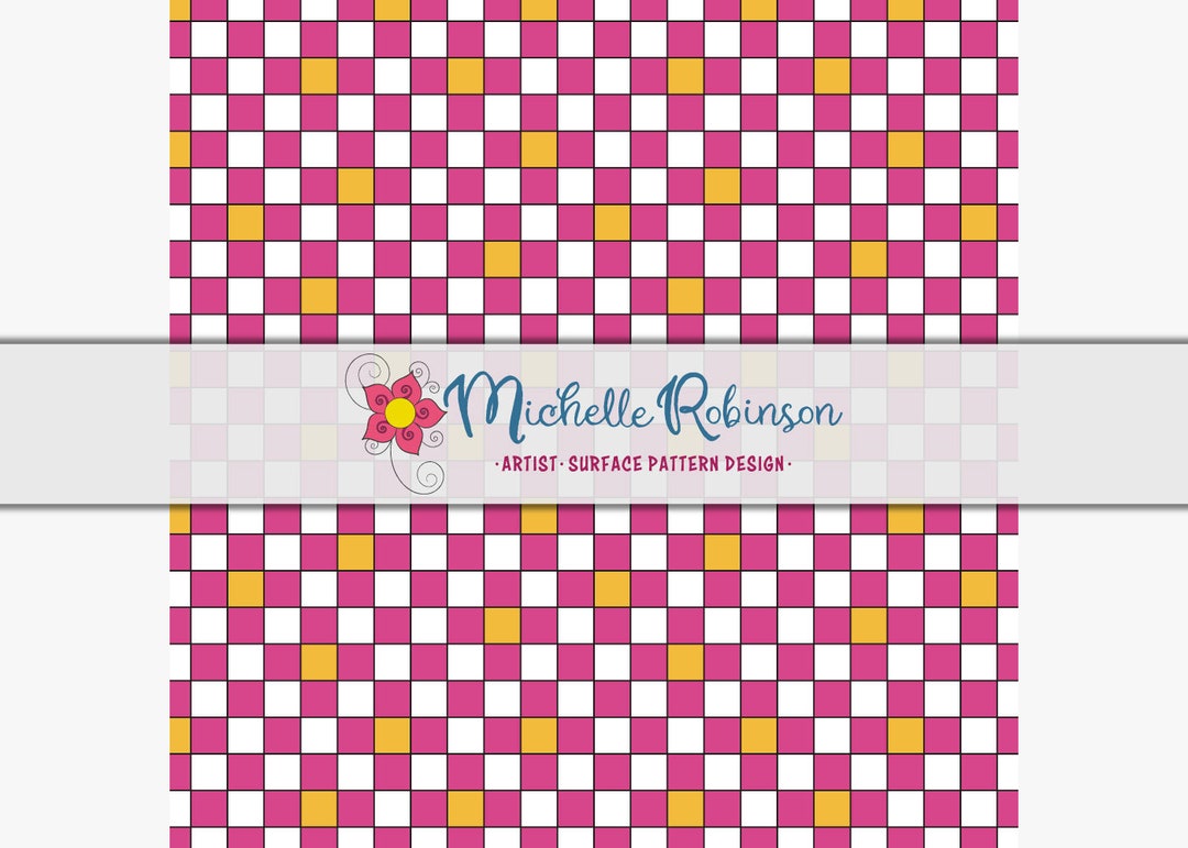 Chequered Pink Retro Seamless Pattern Repeating Pattern Digital Paper ...