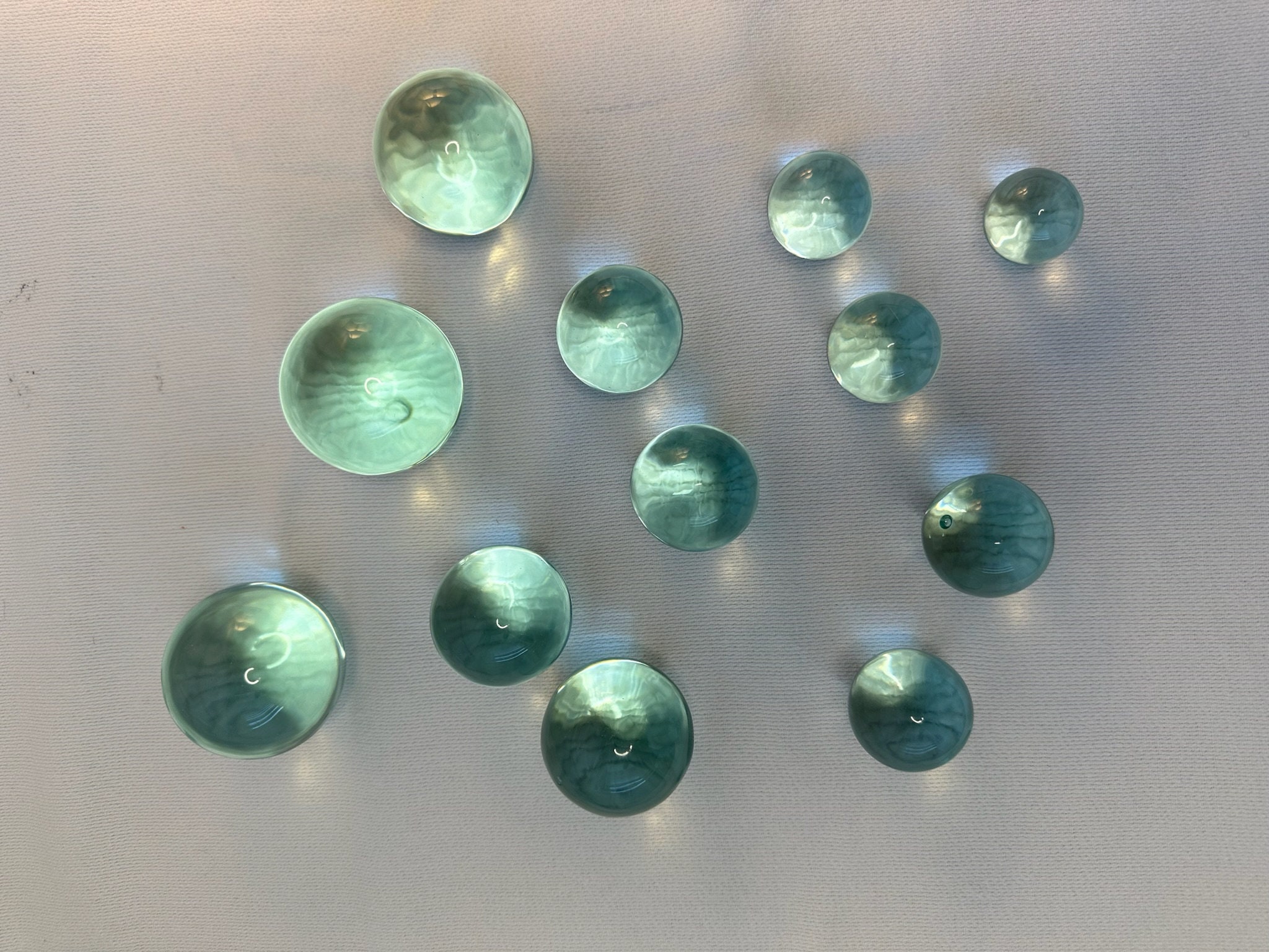 12 Pcs Natural Light Blue Obsidian Crystal Set Raw Obsidian Sphere ...