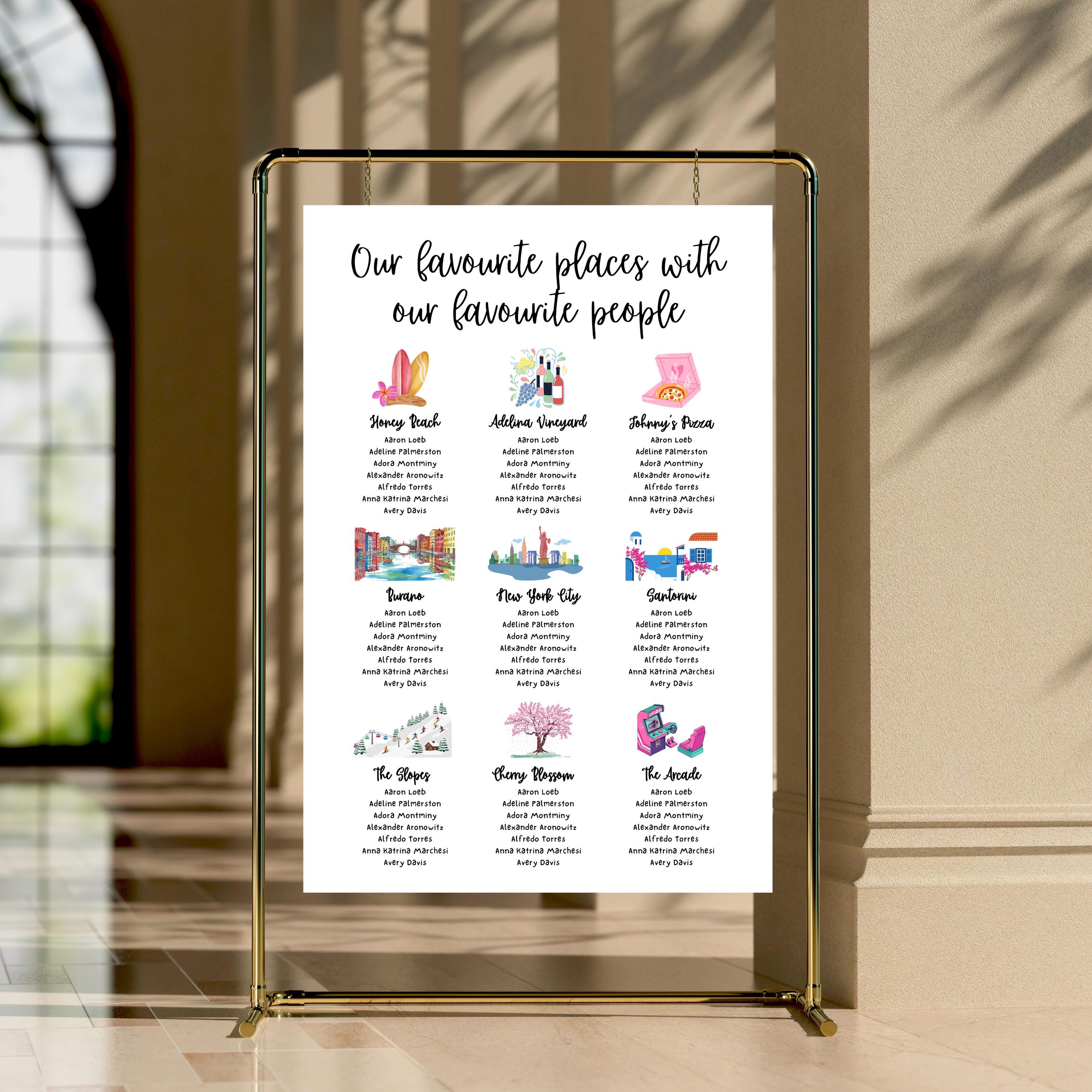 Destination Wedding Favourite Places Wedding Seating Plan | Editable ...