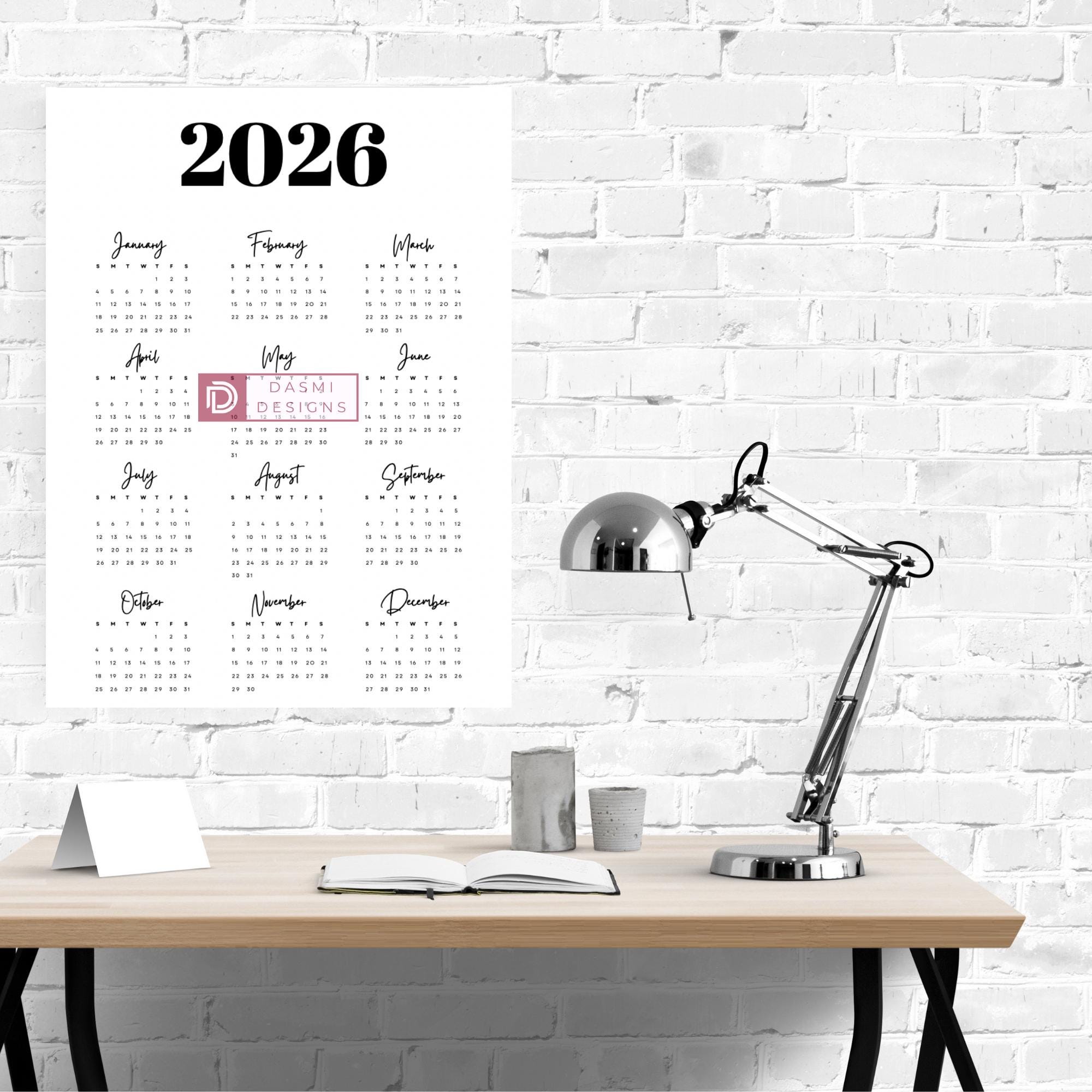 2026 Full Year Poster Calendar | Digital + Printable Wall Calendar - Etsy