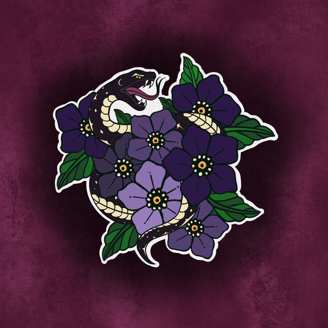 Floral Snake Around Violets Vinyl Sticker Snake Vinyl Decal - Etsy