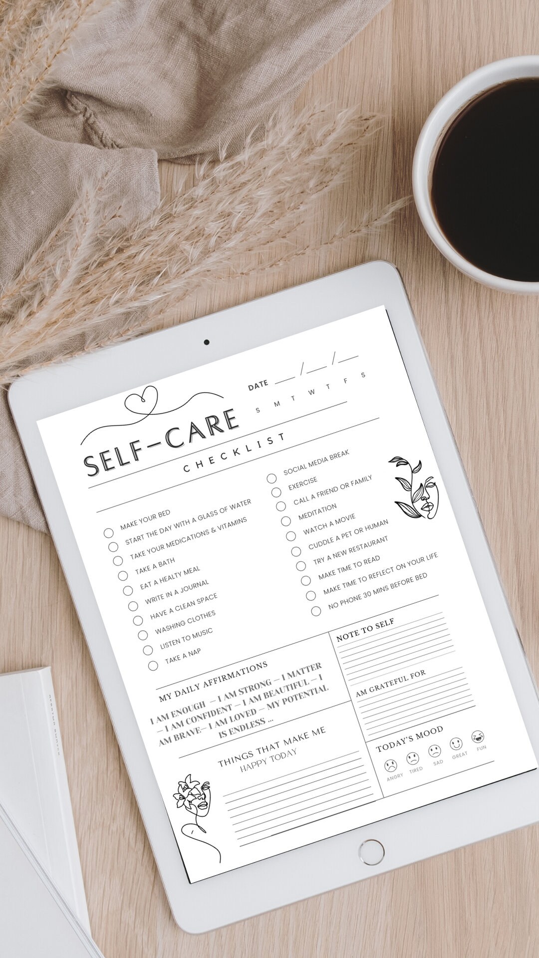 Daily to Do List , Self Care Checklist , Printable Planner , Aesthetic ...