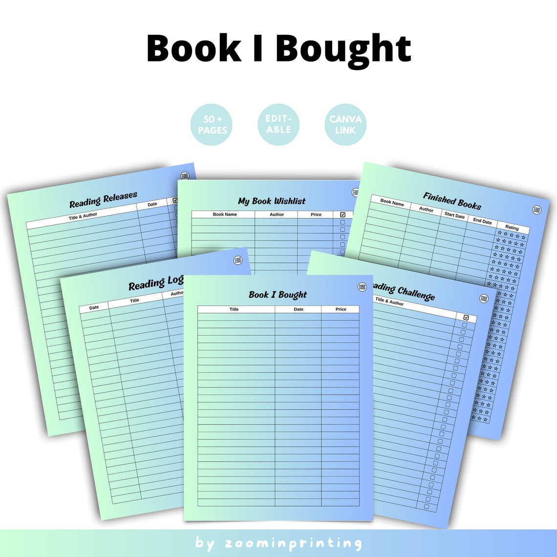 Reading Tracker Printable Planner Reading Log Book Tracker Reading ...