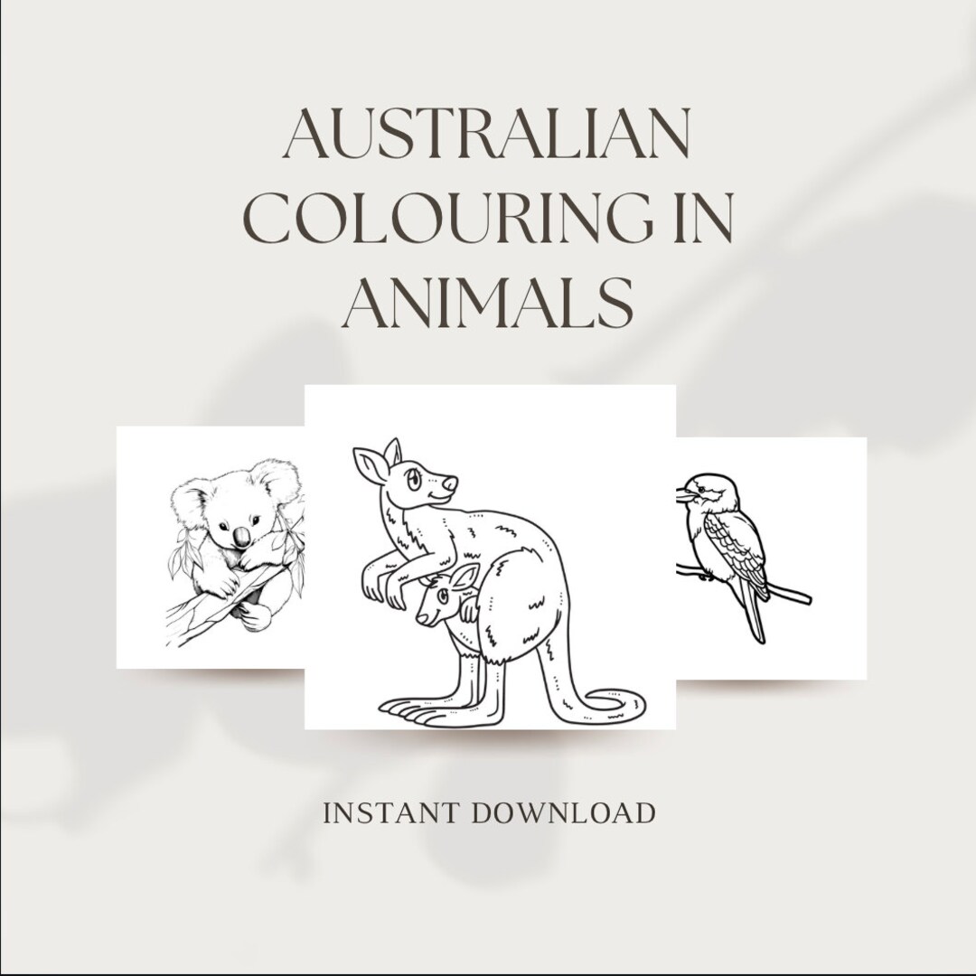 Downloadable Colouring in - Australian Animals - Etsy