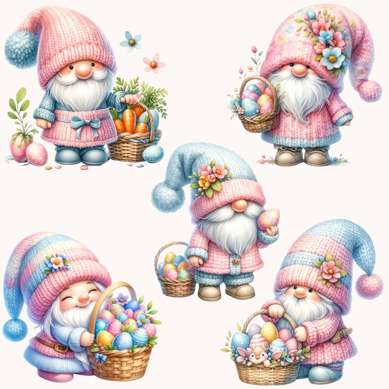 Easter Gnome Clipart, Garden Clipart, Spring Gnome Png Graphics, Gnome ...