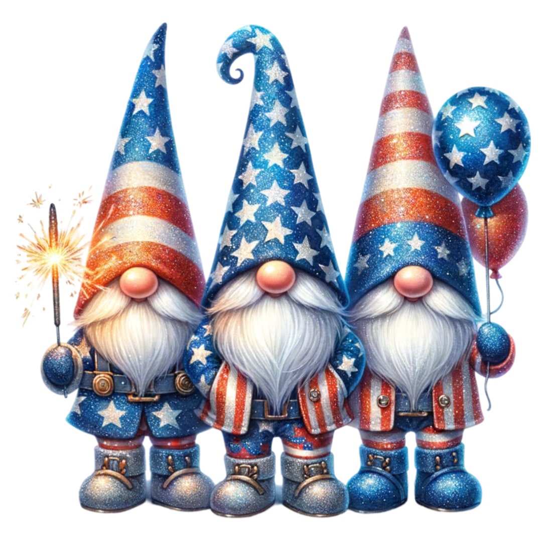 Fourth of July Gnome Png, Memorial Day Gnome Clipart, USA Gnome Png ...