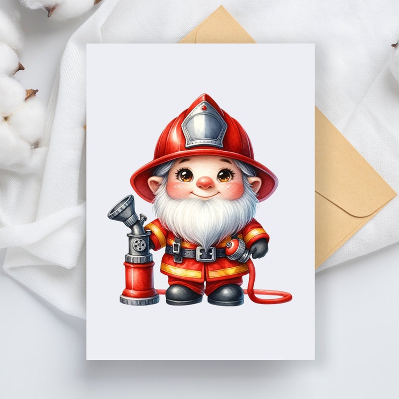 Firefighter Gnome Watercolor Clipart, Firefighter Png, Firefighter Life ...