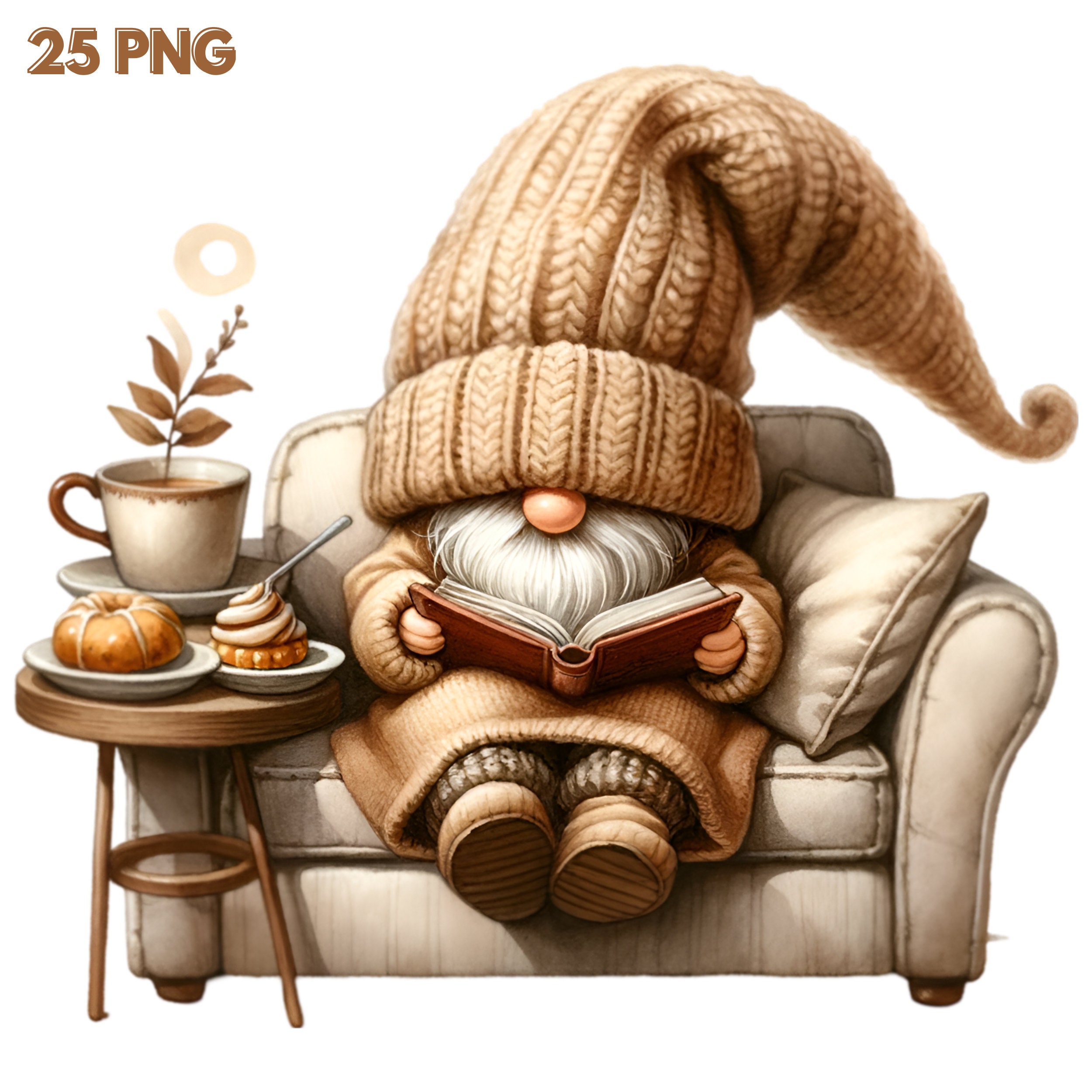 Watercolor Book Lover Gnome Clipart Bundle,gnome Book Clipart, Reading ...