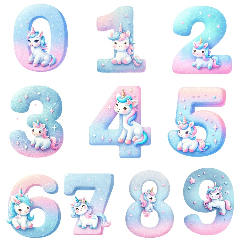 Unicorn Pastel Alphabet Clip Art, Unicorn Alphabet A-Z Number 0-9 PNG ...